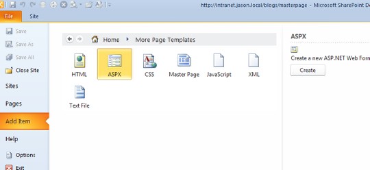 Choose_aspx_page_and_click_create.png | Interface Technical Training